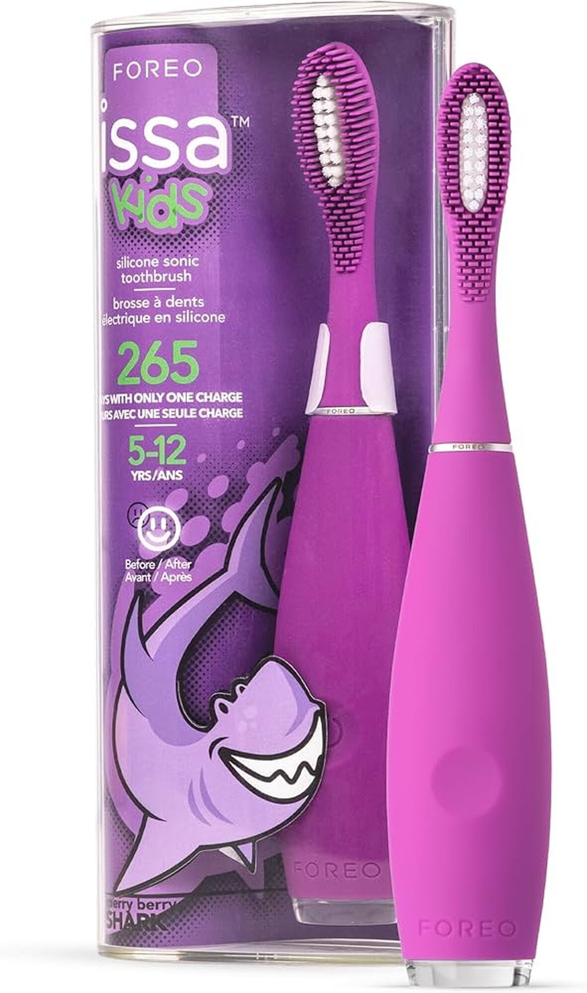Foreo Электрическая зубная щетка ISSA Kids для детей, цвет фуксия, 1 шт