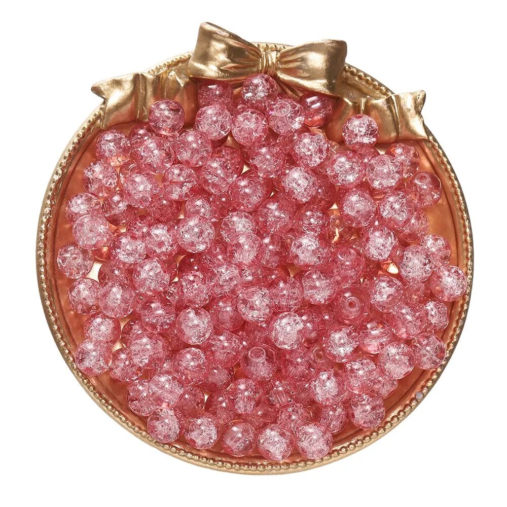 Бусины стекло Битое стекло ассорти 7*8 мм 50шт, розово-красный.