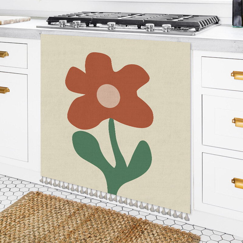 Пылезащитная шторка для шкафов и обувниц, раскрашенная вручную шторка для кухонной двери, тканевая шторка на липучке, шторка для шкафа, не требует сверления.