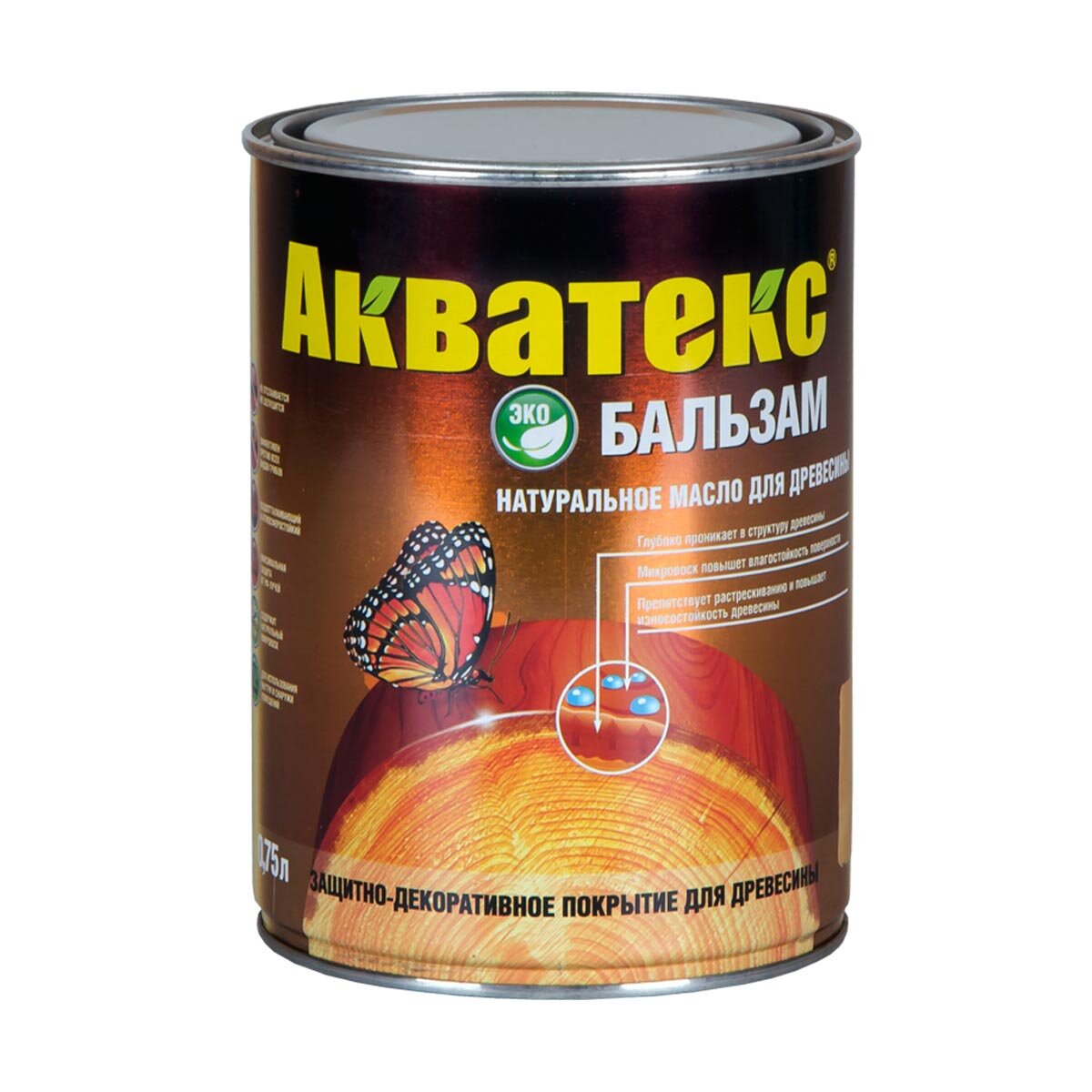 Натуральное масло для древесины Акватекс-бальзам бесцветный 0,75 л