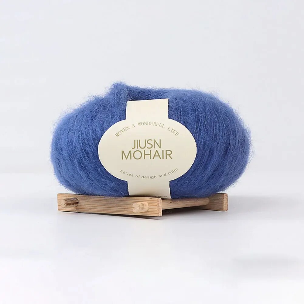 Мохеровая пряжа Jiusn Mohair, синий, B 25 Sapphire Blue