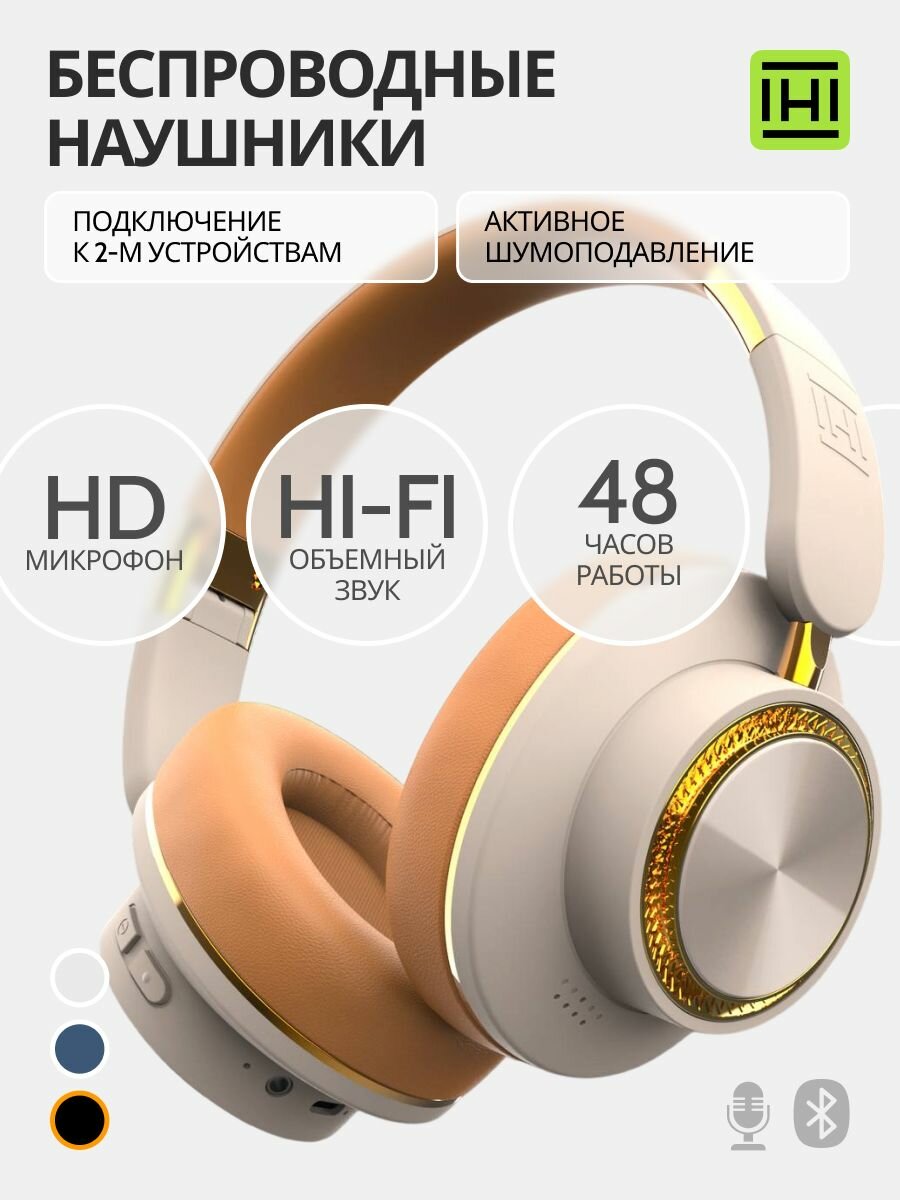 Полноразмерные беспроводные накладные наушники большие H8 с активным шумоподавлением и микрофоном