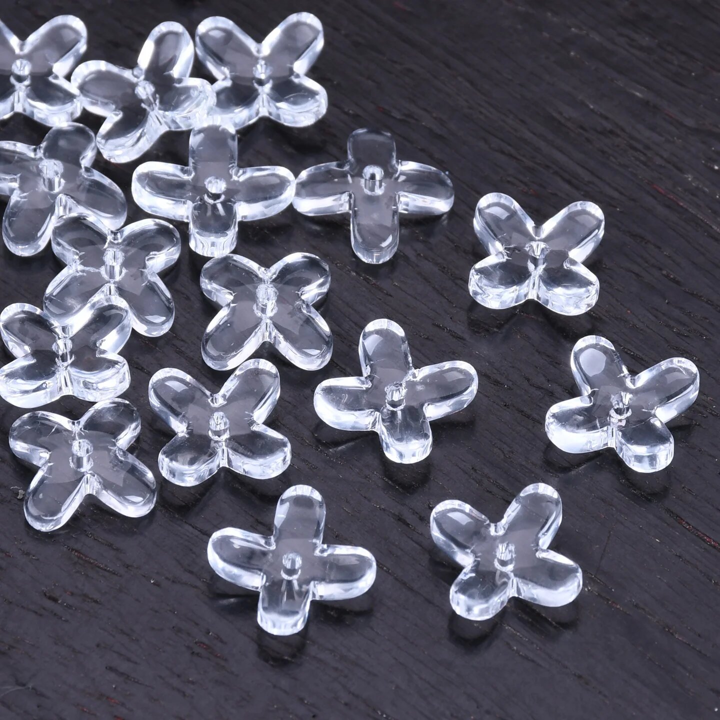 Бусины из хрустального стекла 20 шт, крест и цветок, 12 мм Серебряный, Clear