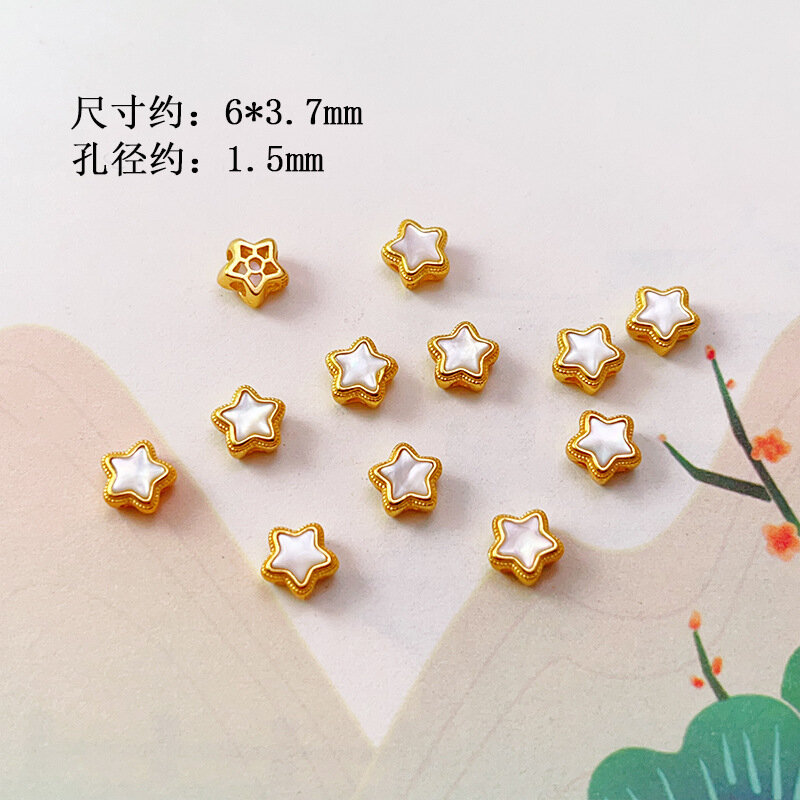 Подвеска в виде цветка-пятиконечной звезды из натуральной жемчужно-белой раковины, подвеска-бабочка в виде колоска, бусина-цилиндр, обернутая бусина, новые аксессуары для браслетов своими руками.