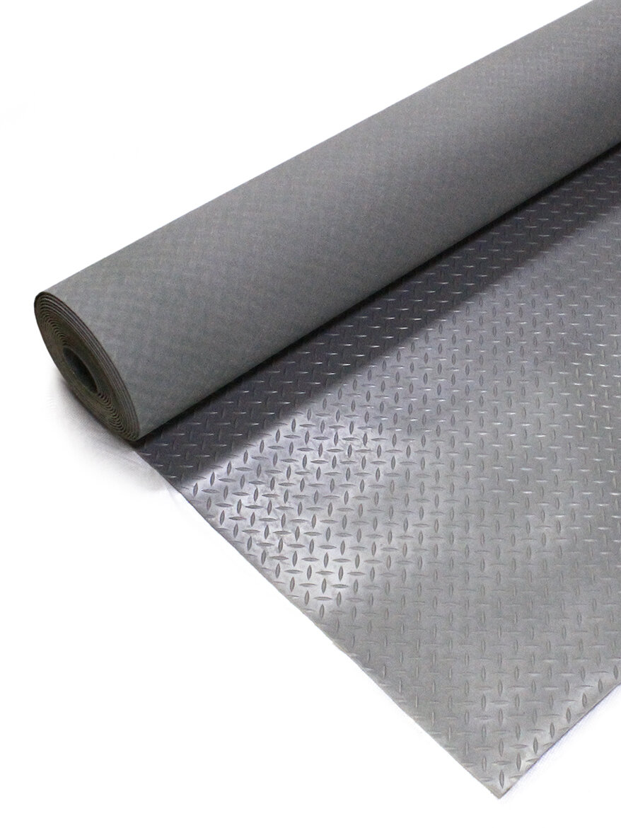 Рулонное напольное покрытие (резиновый ковер) серое т. 4мм, 1200х1000 мм "Ромб"
