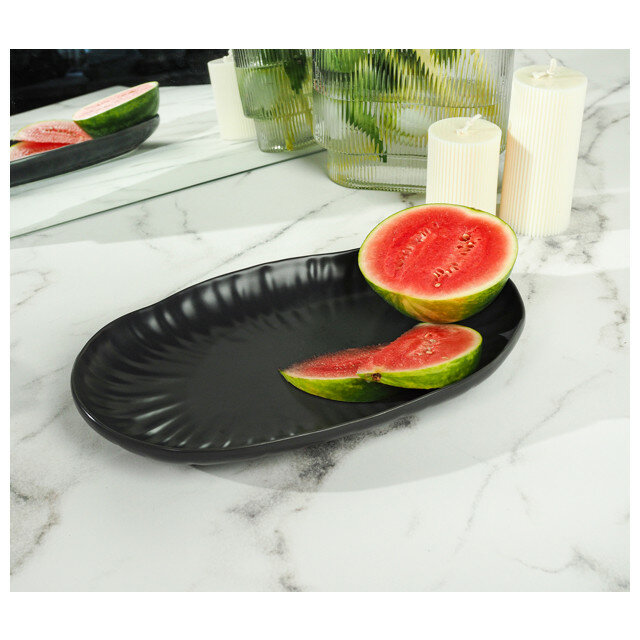 Блюдо STENOVA HOME Lotus 36х21см овальное фарфор черный