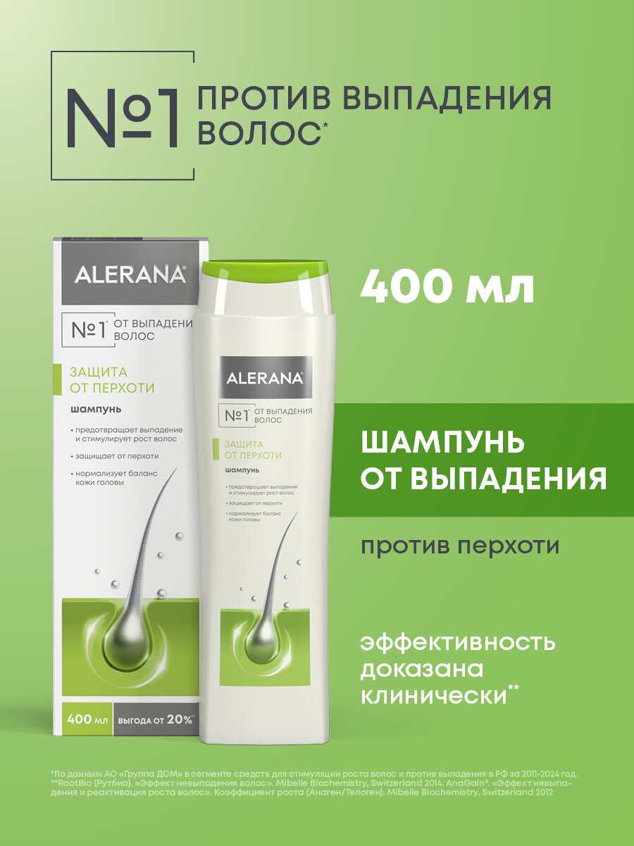 Шампунь против перхоти и выпадения Алерана, 400 мл