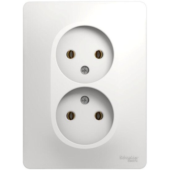 Розетка Systeme Electric (schneider Electric) SCHNEIDER ELECTRIC 2-я б/з, в сборе с рамкой SE Glossa, Бел GSL000120