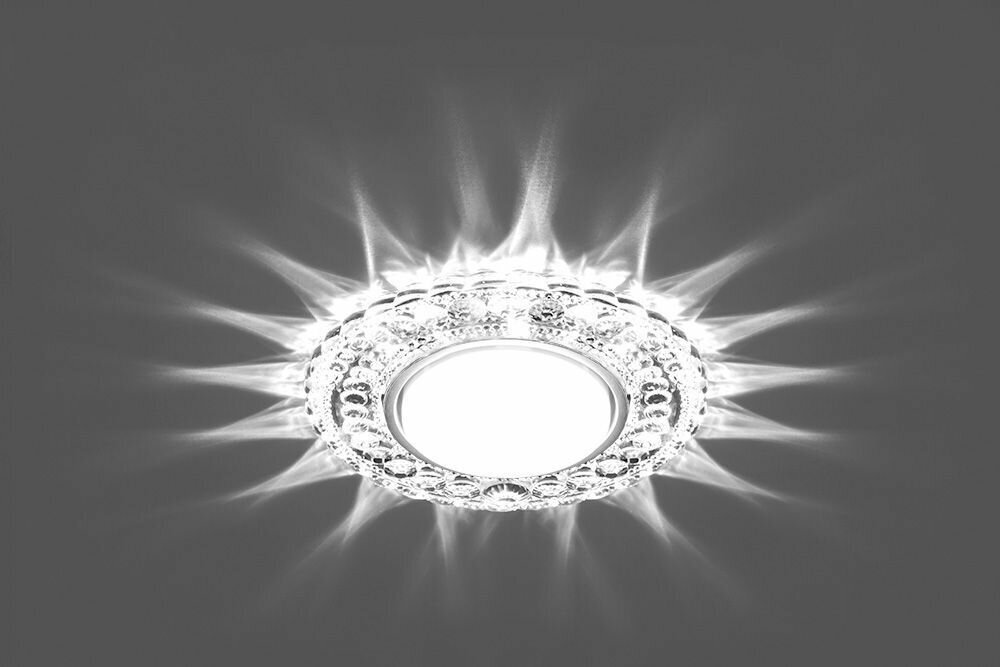 Светильник для натяжных потолков встраиваемый с белой LED подсветкой Feron CD4024 GX53 прозрачный, 2 .