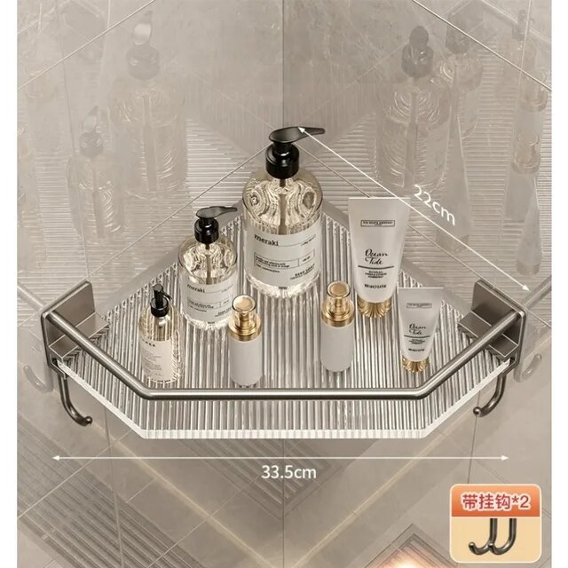 Настенная треугольная акриловая полка для ванной комнаты, не требующая сверления, угловой органайзер, вместительный органайзер, аксессуары для ванной комнаты.