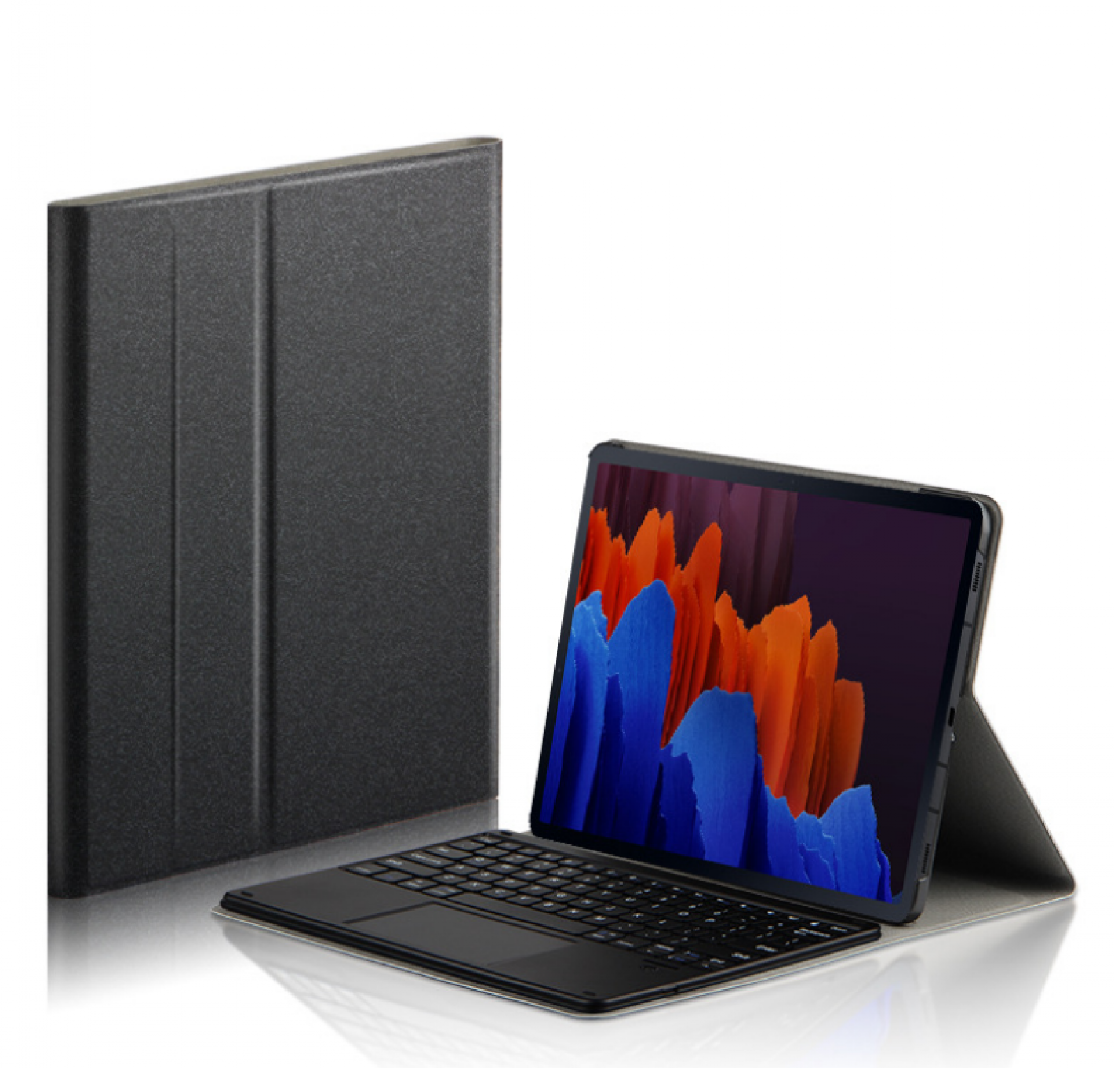 Клавиатура с чехлом MyPads для Samsung Galaxy Tab S7 FE 12.4 SM-T735N Bluetooth черная с русскими буквами