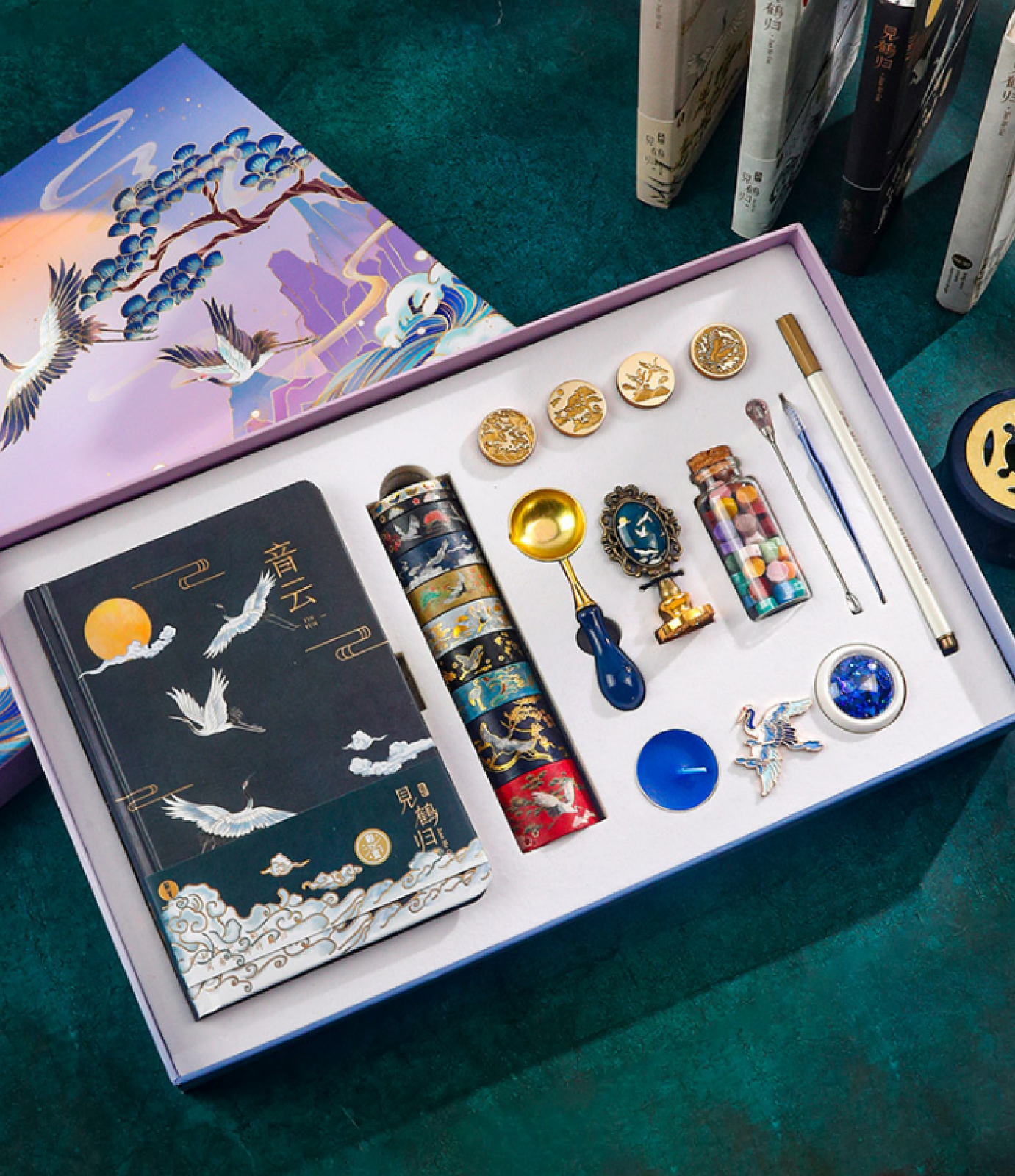 Подарочный набор в стиле сакура MyPads с блокнотом, скотчем, ручкой, воском и печатью