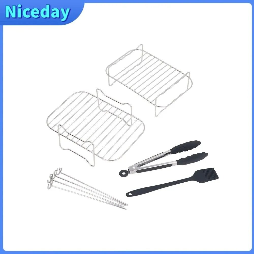 Двухслойная решетка для фритюрницы из нержавеющей стали с щипцами и кисточкой