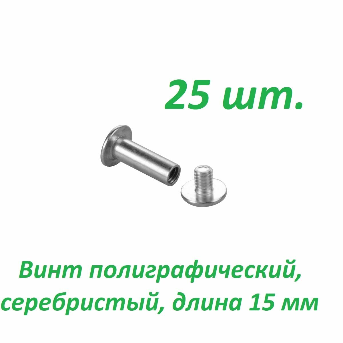 Болты/Винты 15мм полиграфические металл серебро, 25шт