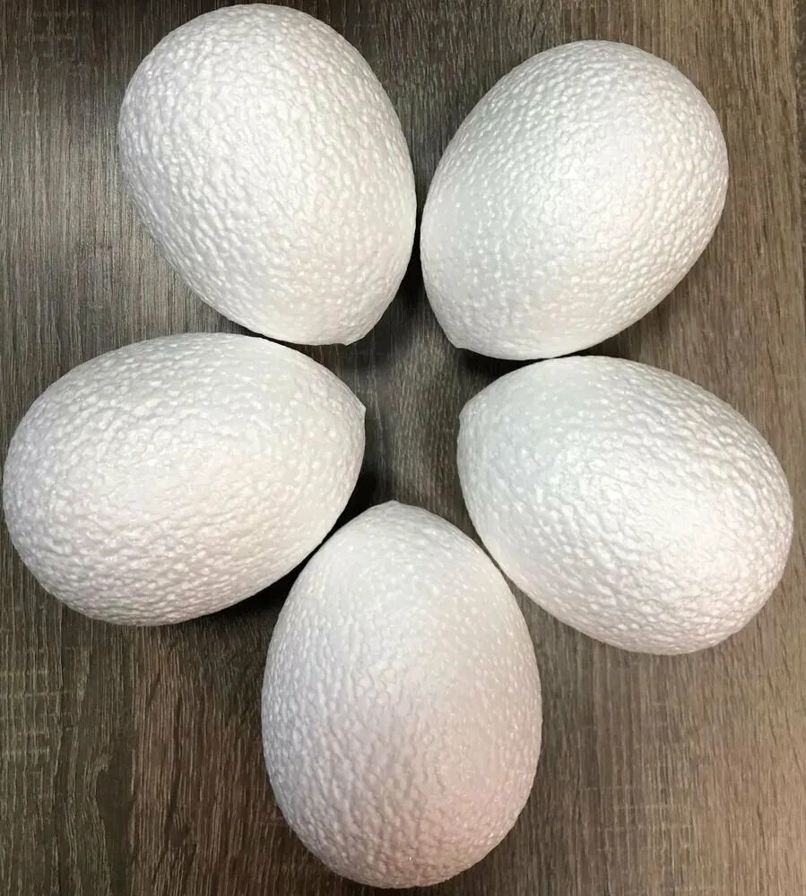 Заготовка для декора из пенопласта Яйцо 12x9 см, 5 шт крупный размер для интерьера и пасхи