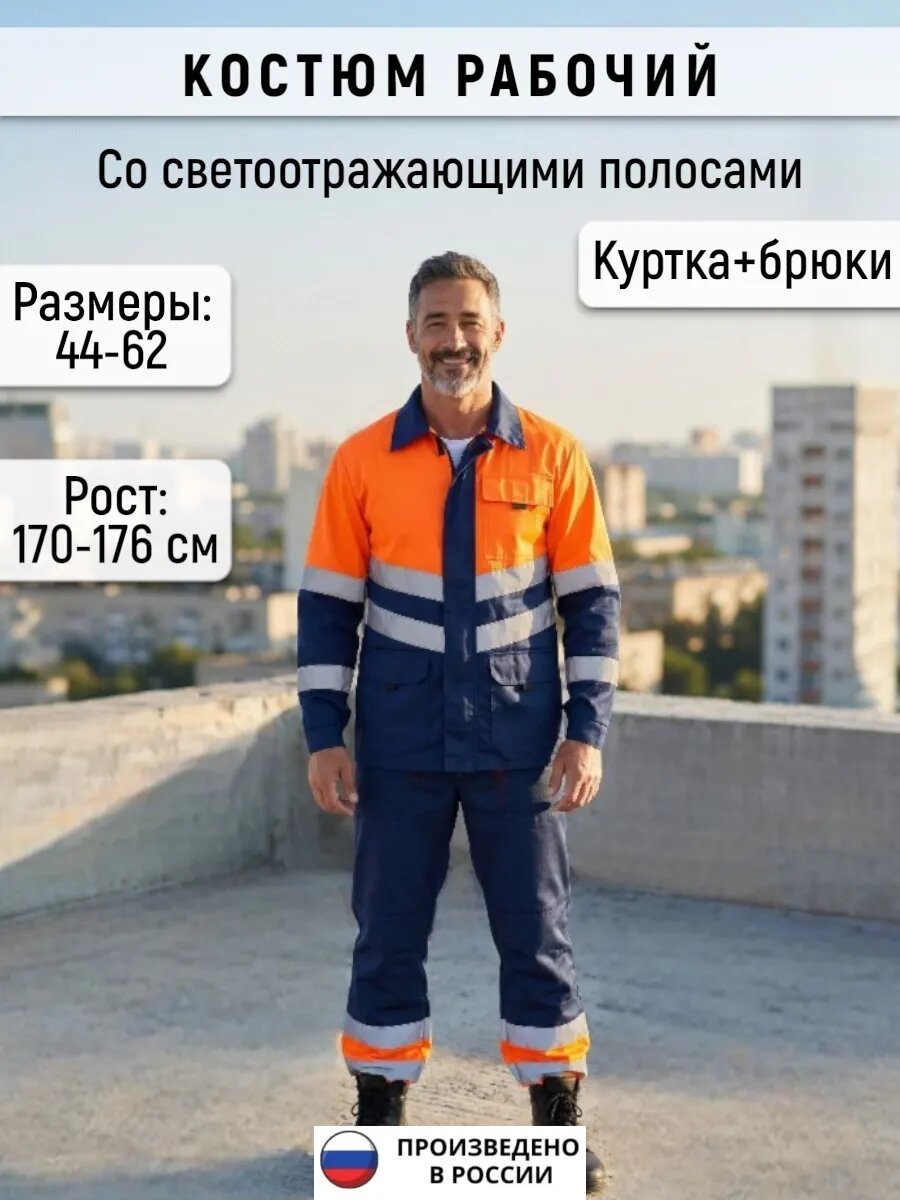 Костюм рабочий сигнальный, рост 170-176