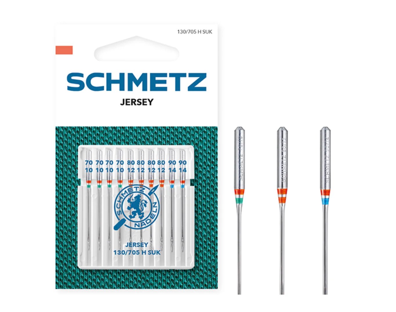 Иглы джерси Schmetz 130/705 Н SUK №70(4), 80(4), 90(2), 10 шт.