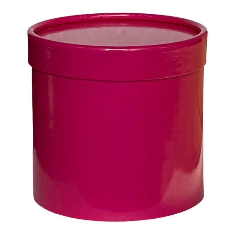 Круглая картонная подарочная коробка с крышкой, розово-красный