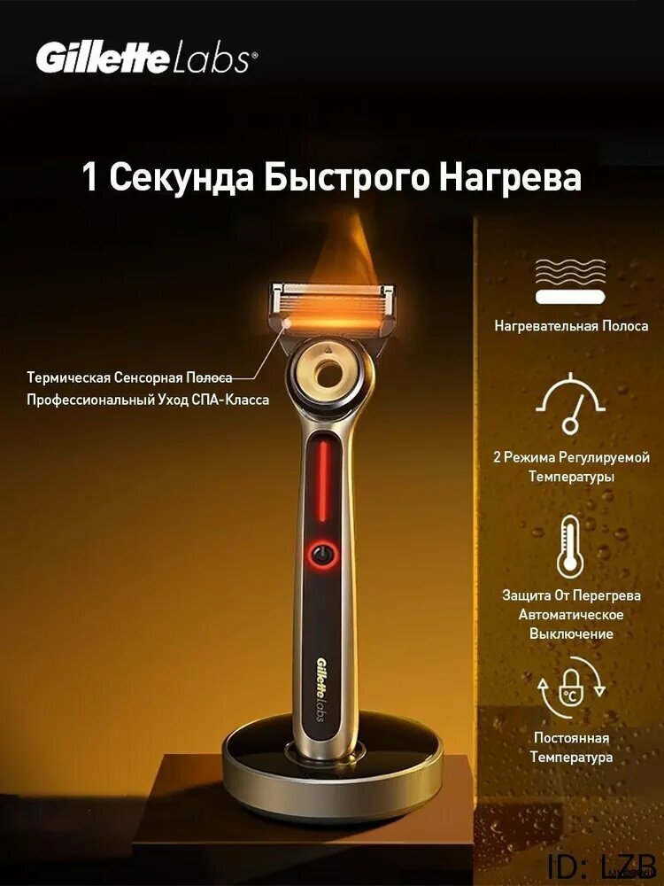 Бритва с подогревом Labs Heated Razor, серебристая, 5 лезвий, 2 кассеты — фото 1