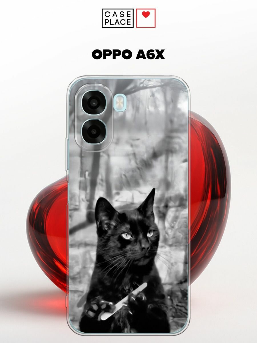 Силиконовый чехол на Oppo A6x / Оппо A6x с принтом Котик с пилкой