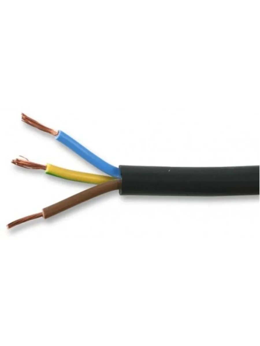 Провод ПВС 3х1.5 черный - бухта 100см