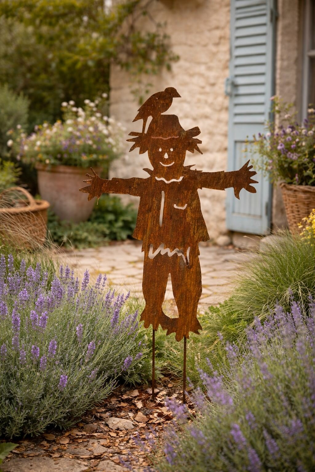 Садовые фигурки для сада и огорода Пугало на пруте