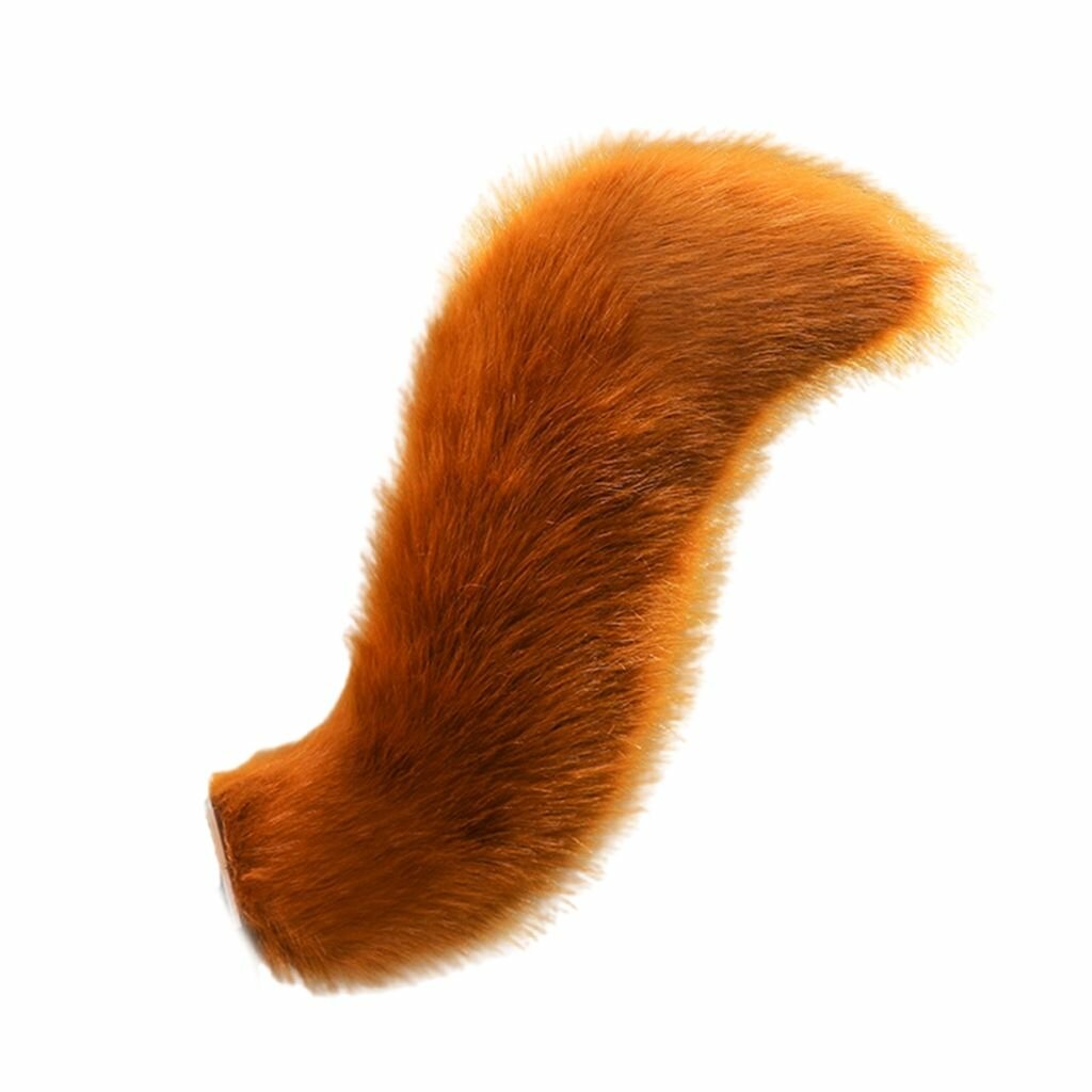 Комплект с повязками на голову "Лисьи ушки" и "Лисий хвост" - свисающий лисий хвост тёмно-верблюжий