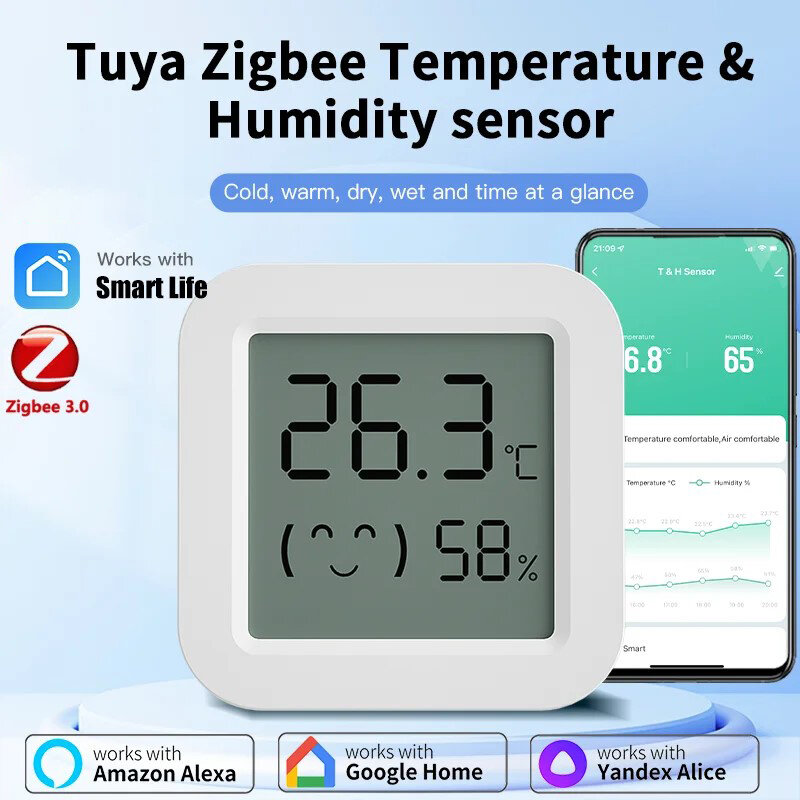 Датчик температуры и влажности COOLO, беспроводной, ZigBee, IP44, CR2032