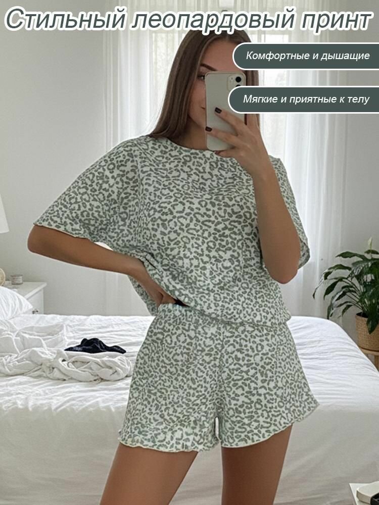 Женская сексуальная пижама с леопардовым принтом