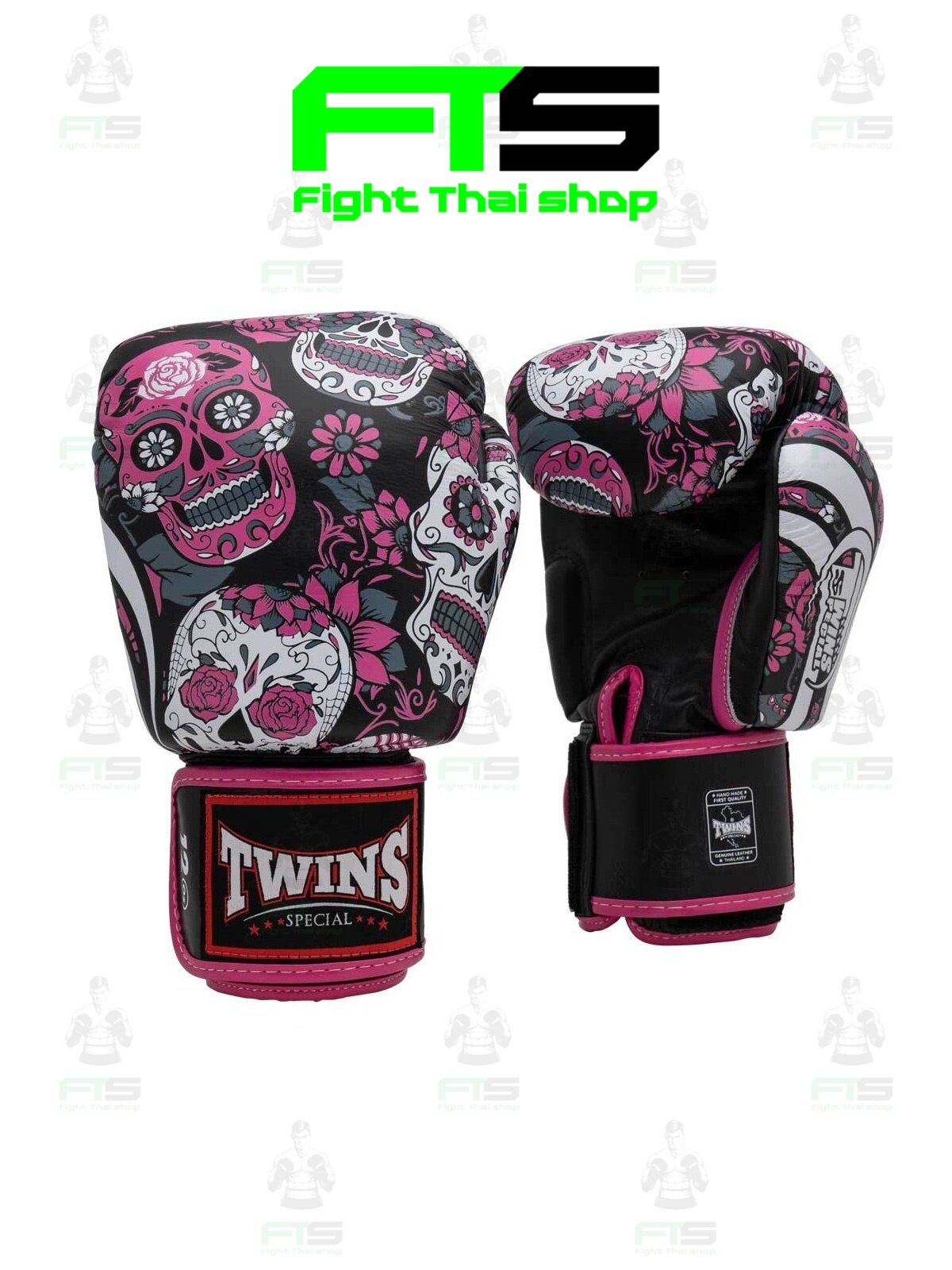 Боксерские перчатки Twins Special 10 унций розовый череп FBGVL3-53
