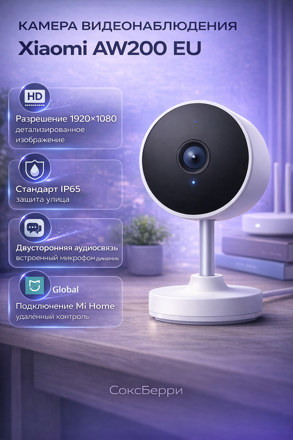 Камера видеонаблюдения Xiaomi Outdoor Camera AW200 EU, ИК-подсветка