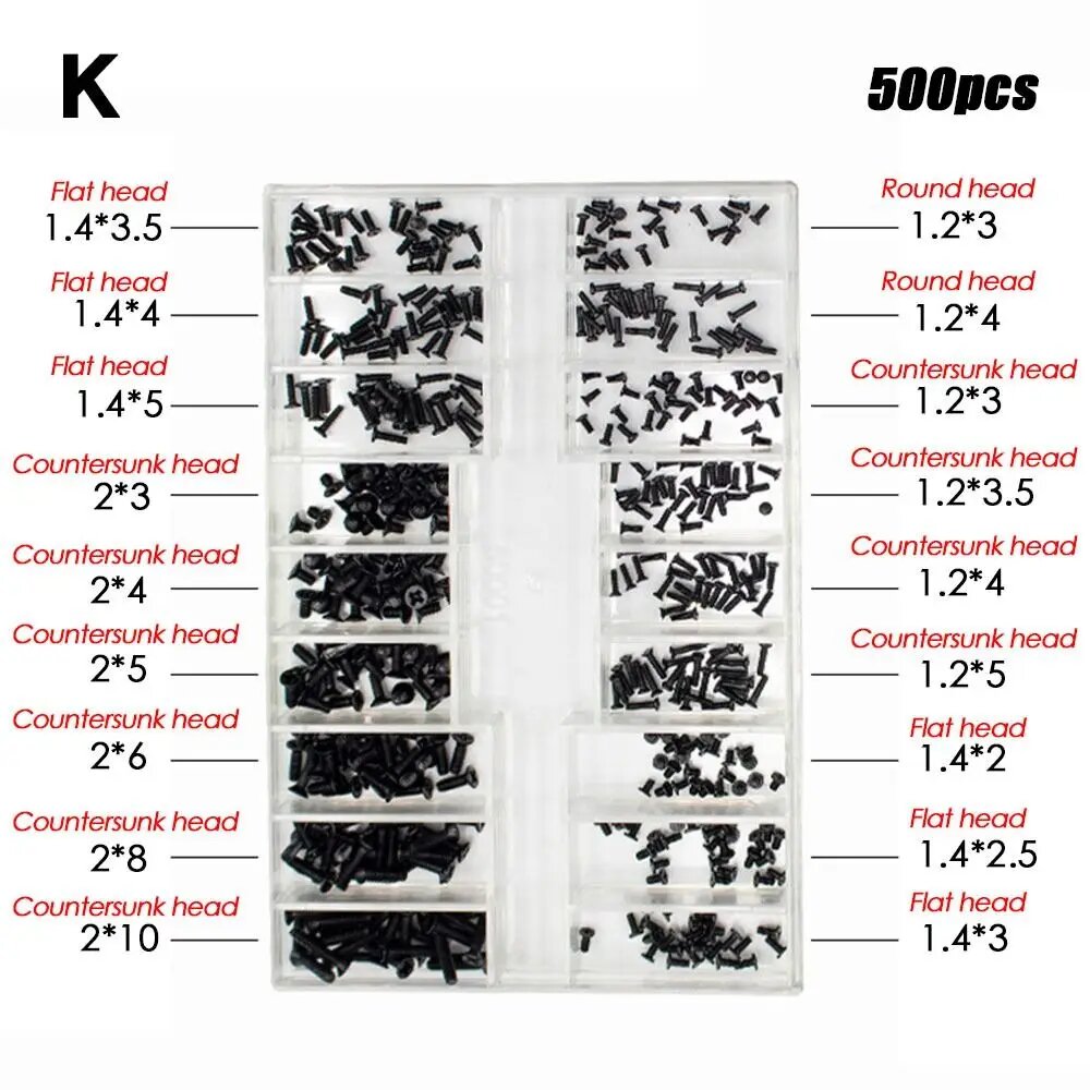 Набор мини-винтов из нержавеющей стали для ремонта часов и очков K