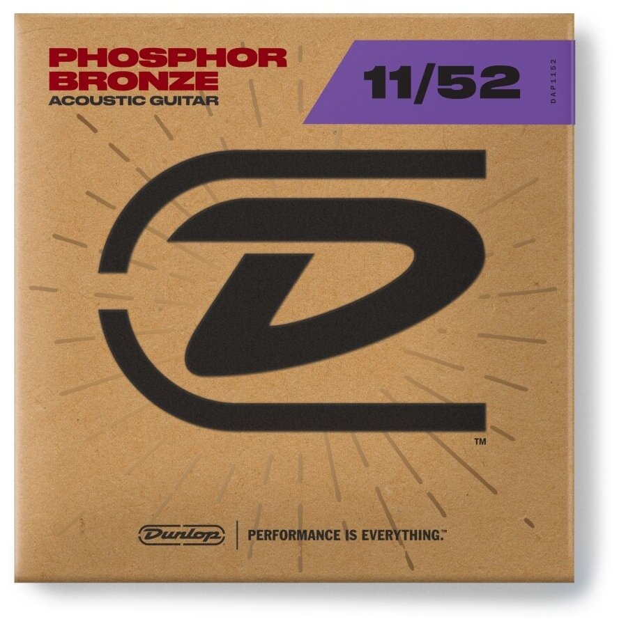 DAP1152 Комплект струн для акустической гитары, фосф. бронза, Medium Light, 11-52, Dunlop