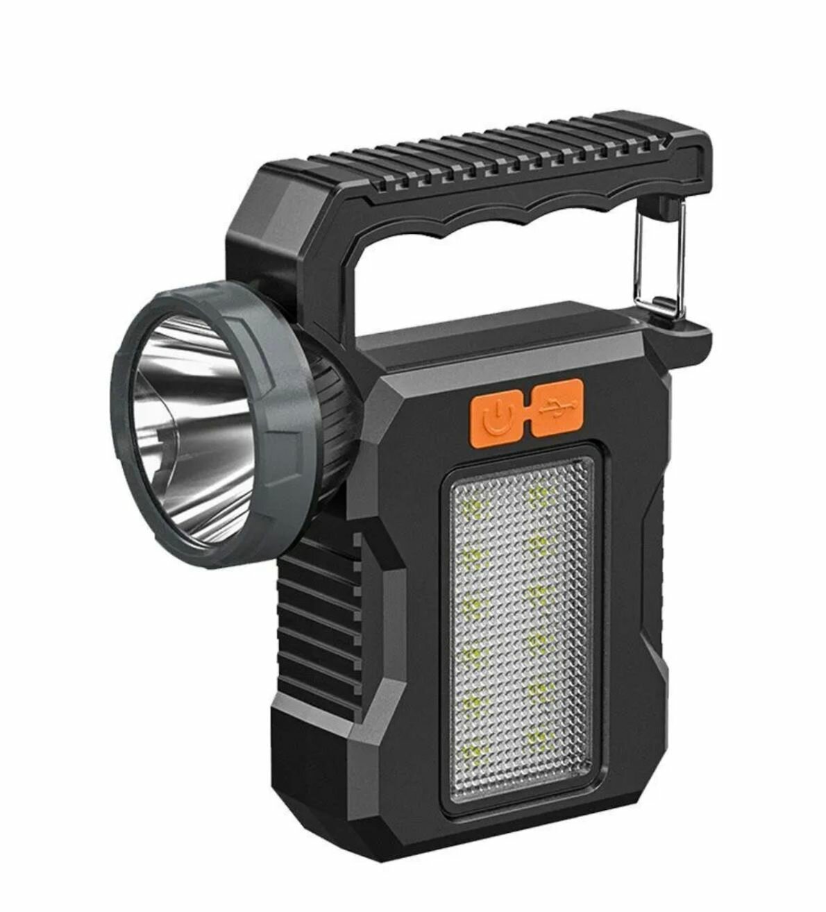 Фонарь-прожектор, портативный, с солнечной батареей, до 500 лм, черный