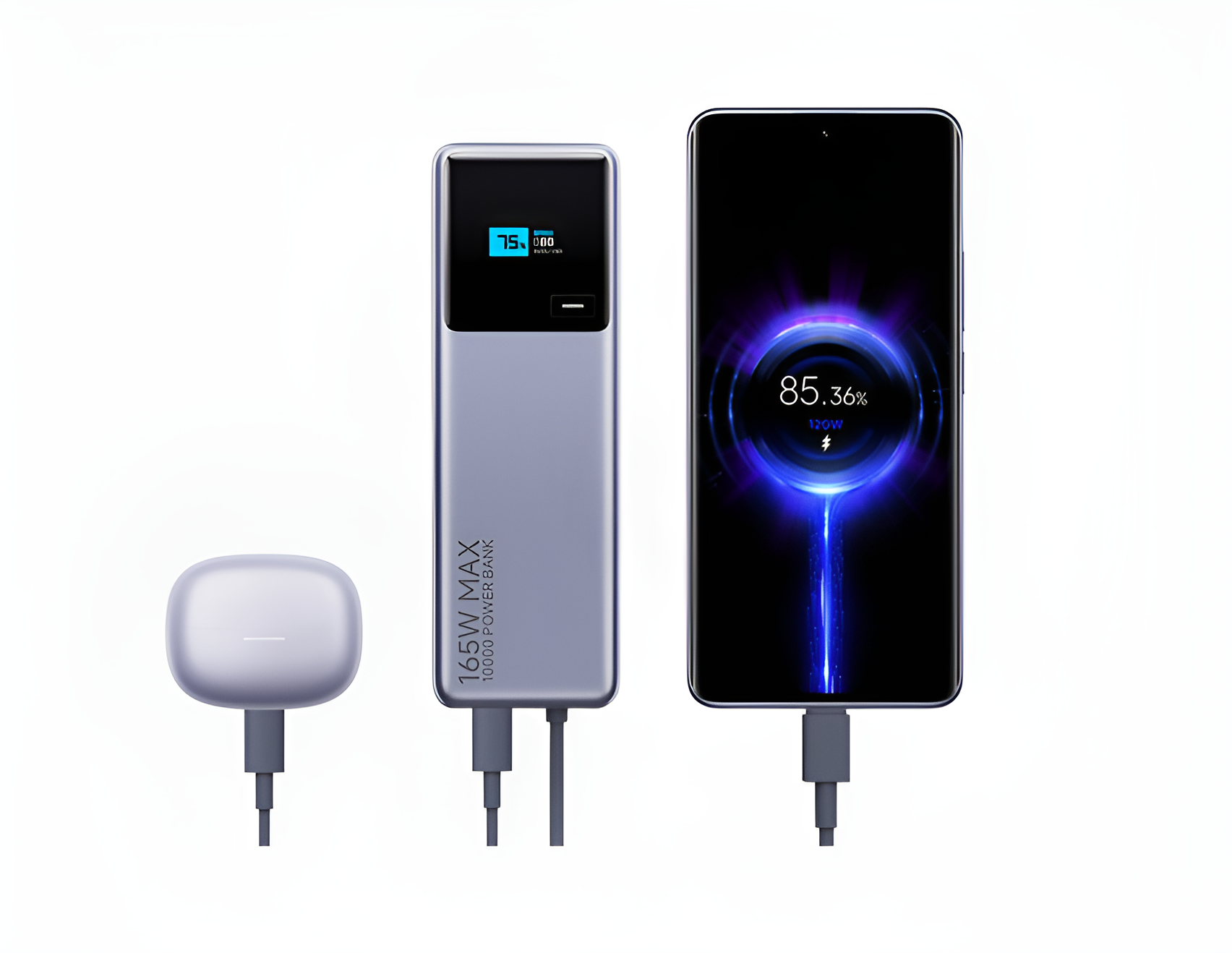 Внешний аккумулятор Mi 165W Power Bank 10000mAh Cable USB-C, PB1165MI, серый