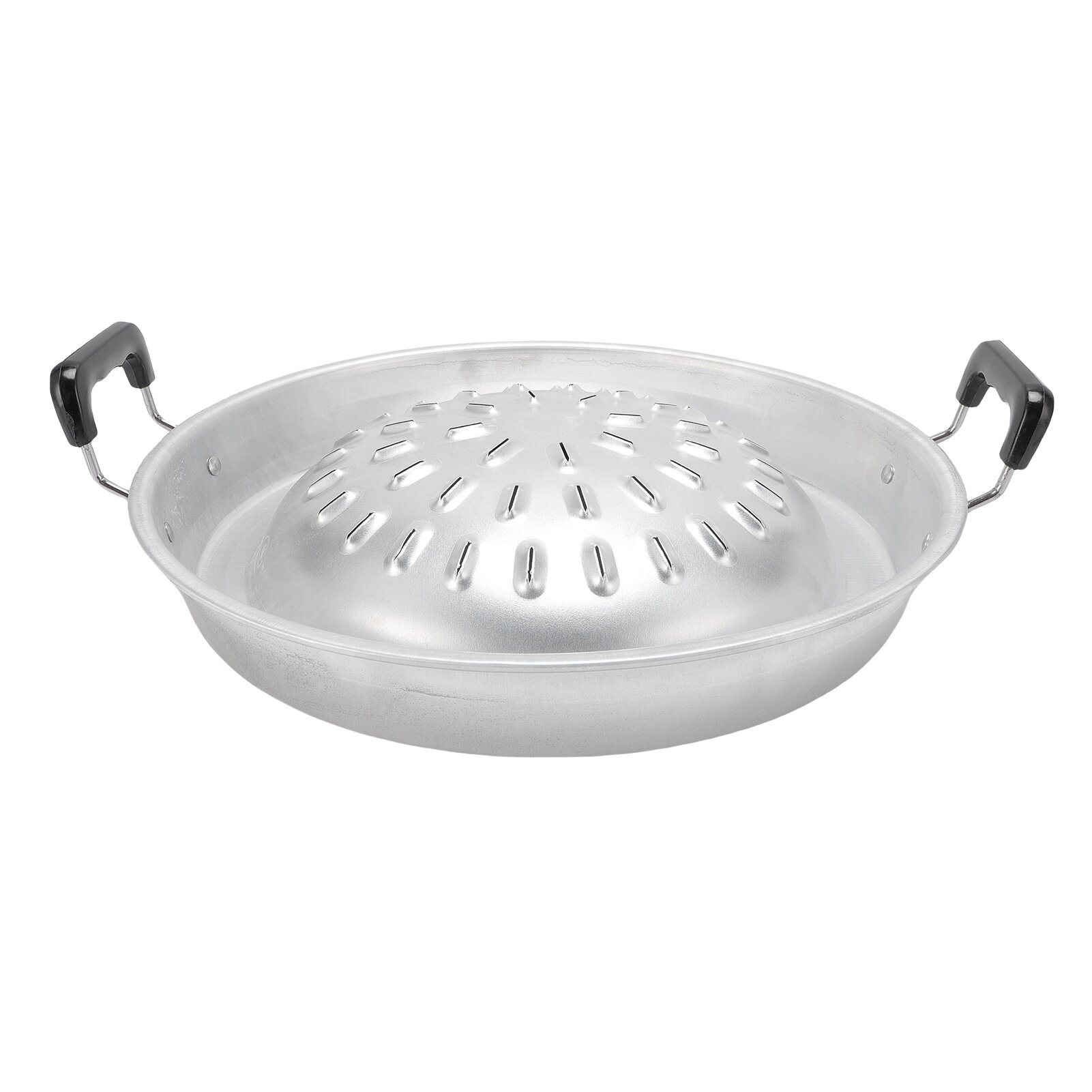 Тайская Сковорода-гриль для Барбекю 2 в 1 с Антипригарным Покрытием Равномерного Нагрева Алюминиевая Горячая Кастрюля с Древесным Углем для Внутреннего и Наружного использования 35 см/13,78 дюйма Оригинального цвета