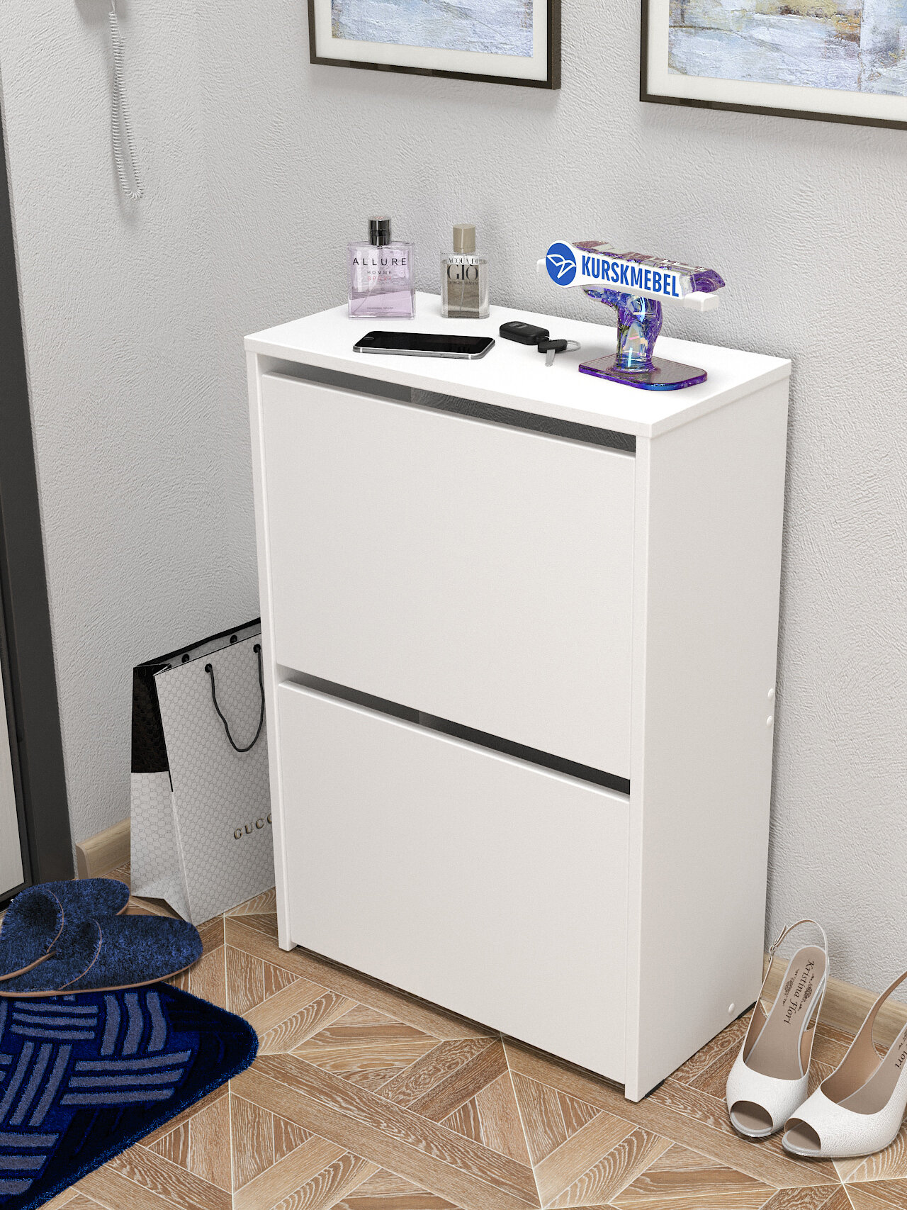 Тумба для обуви №14, обувница (белая), Курскмебель