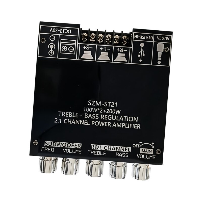 2,1-Канальный Bluetooth-совместимый усилитель мощностью 100 Втx2 + 200 Вт с Чипом Сабвуфера TPA3221 для домашних развлечений