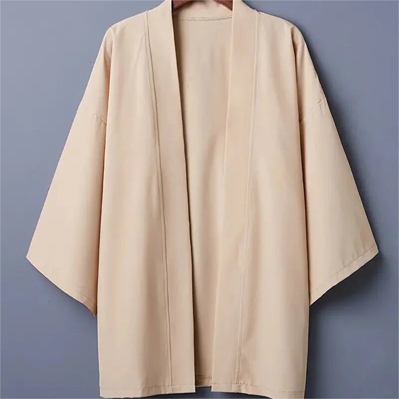 Мужской кимоно бежевое Хаори, XL, Khaki
