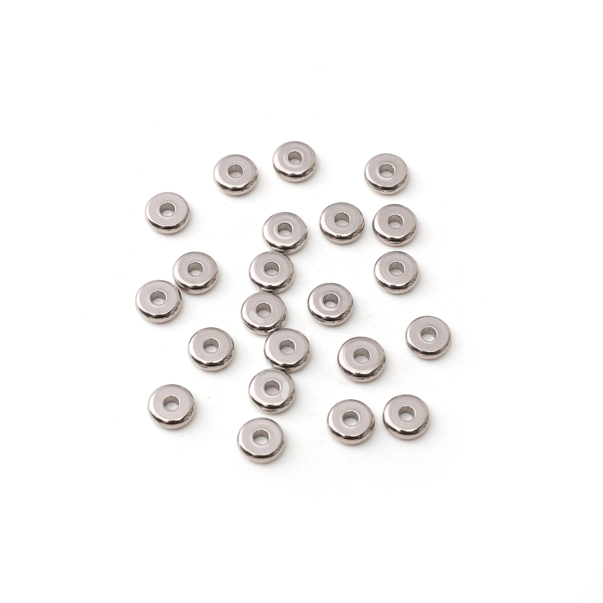 Стальные плоские круглые бусины Hua Ming Ce 50 шт. 6x2mm, 50pcs