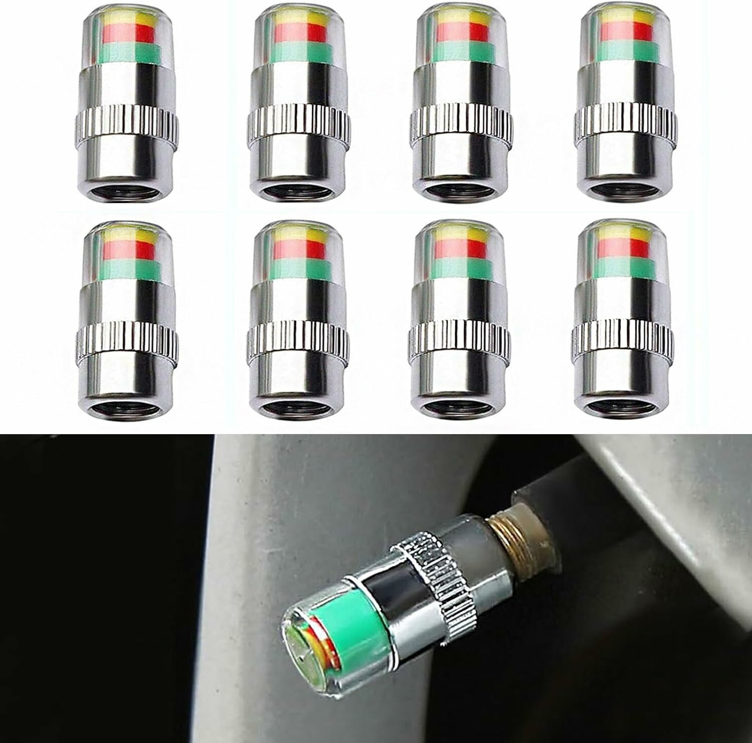 ANKIA 8 шт. 2,4 бар 36PSI автомобильный монитор давления в шинах колпачки штока клапана датчик индикатор 3 цвета оповеще