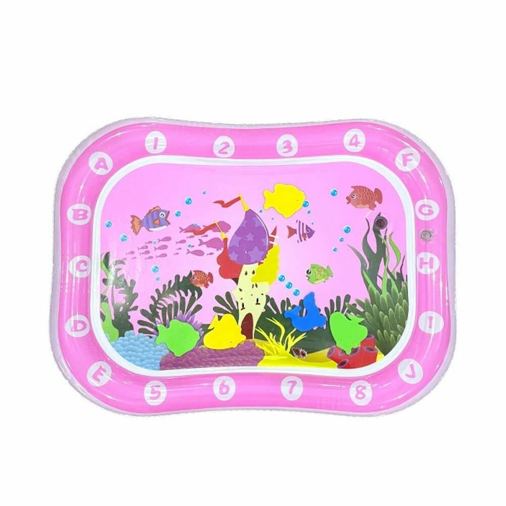 Детский развивающий водный акваковрик. Надувной коврик с рыбками для малышей