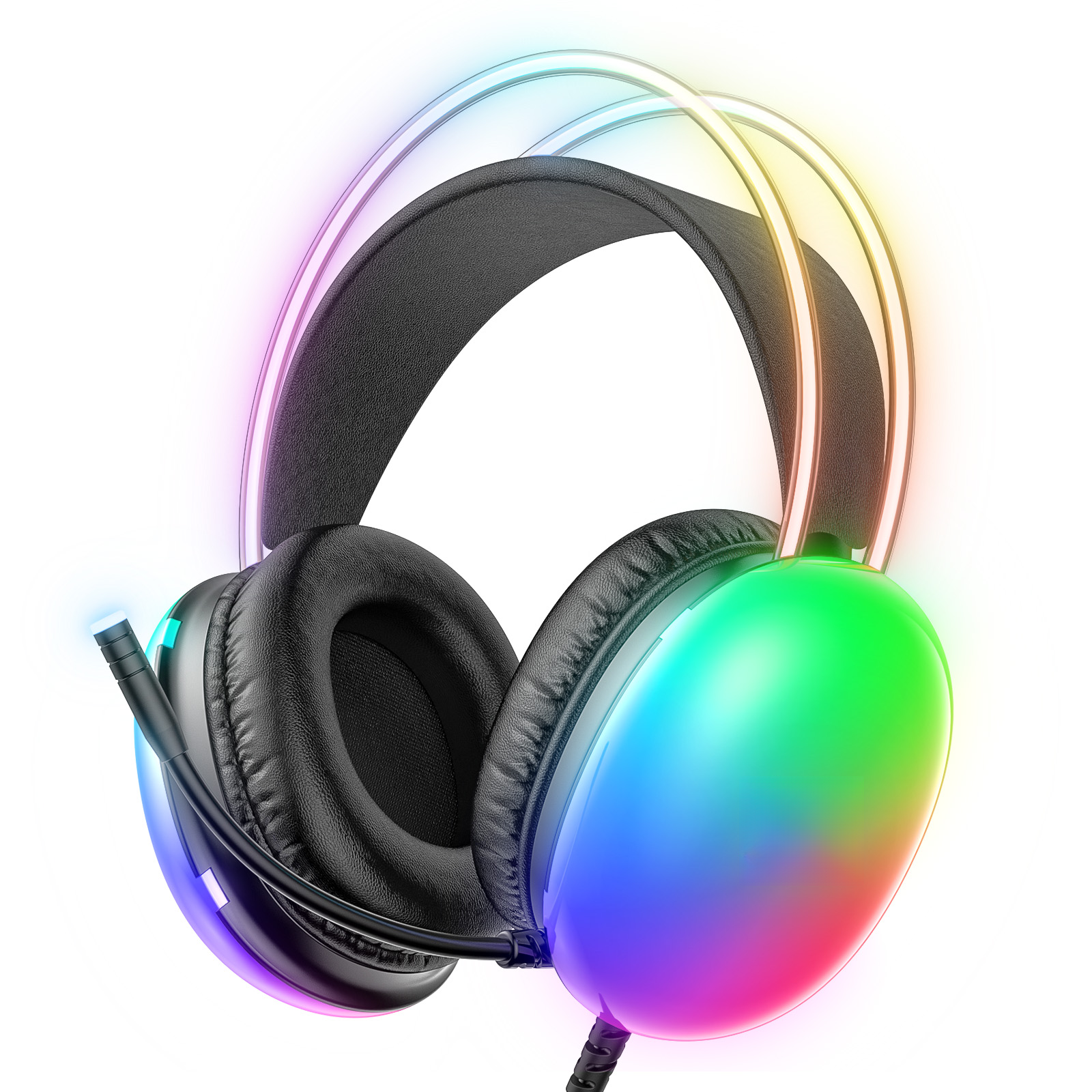 ONIKUMA X25 Наушники для Игр Проводные с RGB Радуга для PS4 PS5 MAC XBOX Ноутбук 3.5mm Аудио Наушники Наушники с Автоматически Регулируемой Поясной лентой 50mm Драйверы Черный Белый