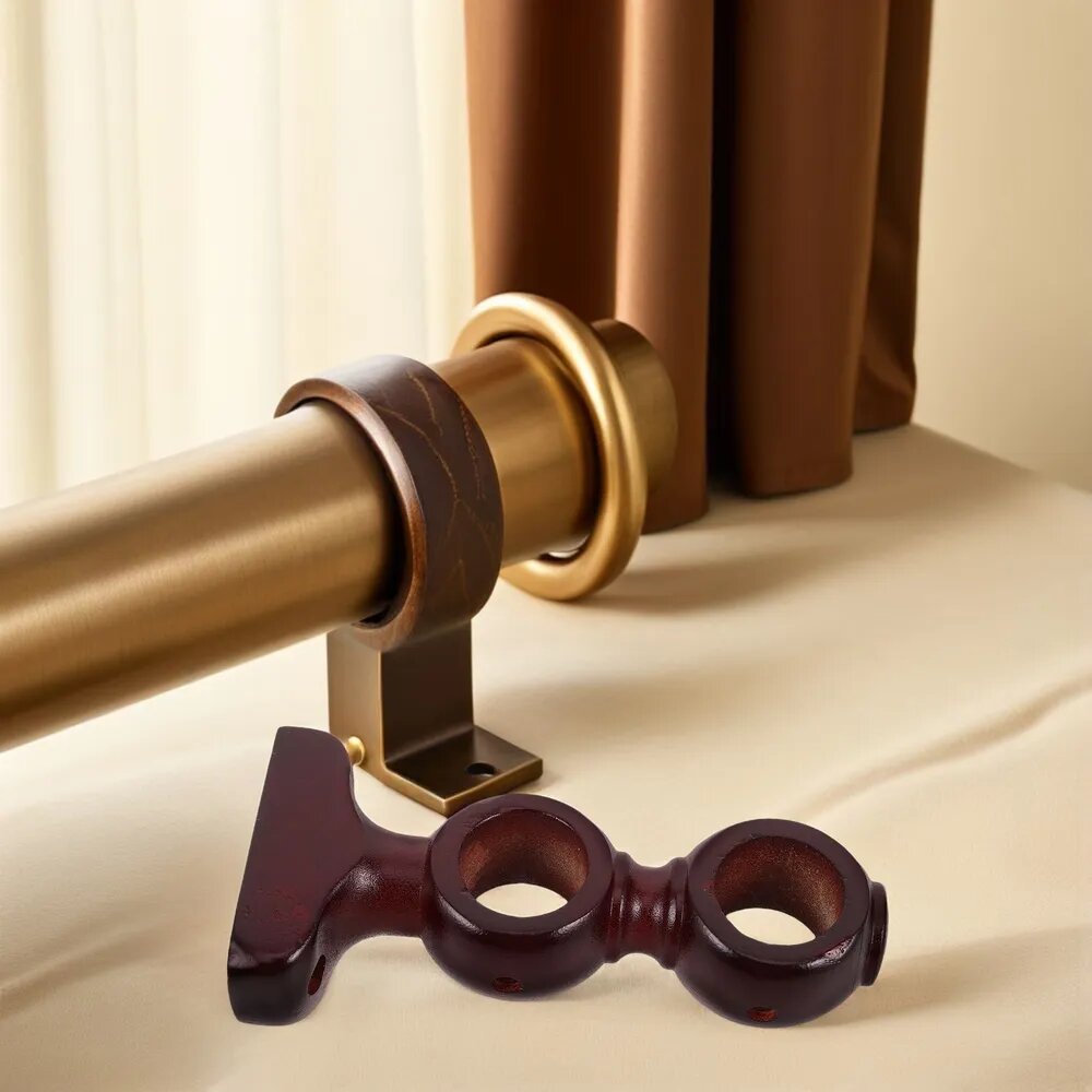 Двойной крепеж для деревянного карниза, настенный кронштейн для штор из дерева для дома, 2 шт