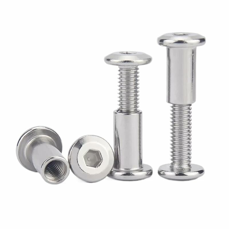 SS304 Мебельные соединительные болты, винты с шестигранной головкой и заклепками с шестигранной головкой (10, M6 x 10 мм
