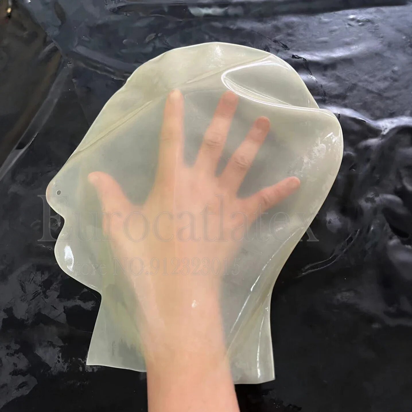 Мужской латексный костюм с капюшоном L, seamless transparent