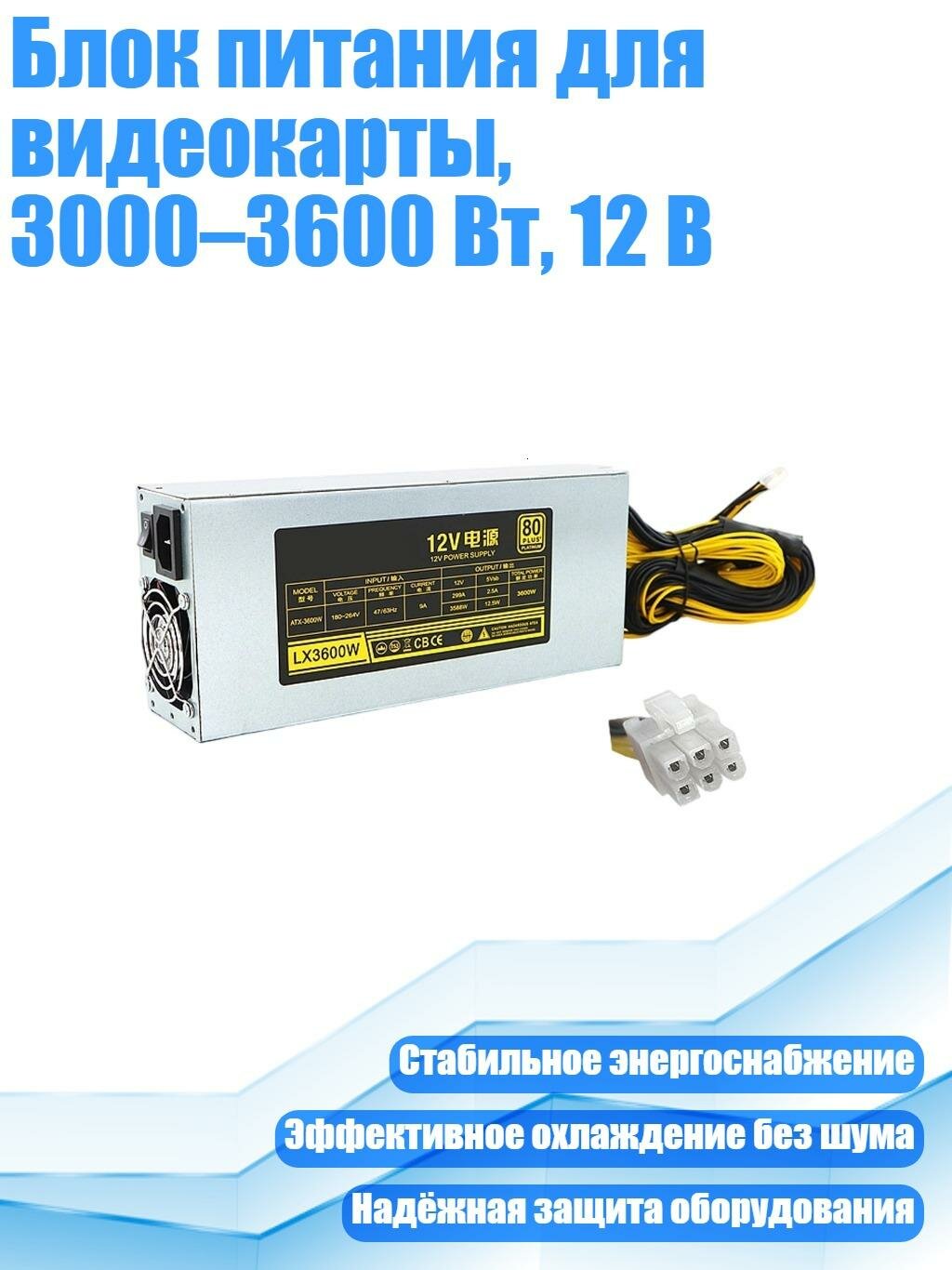 Блок питания для видеокарты, 3000–3600 Вт, 12 В, 3