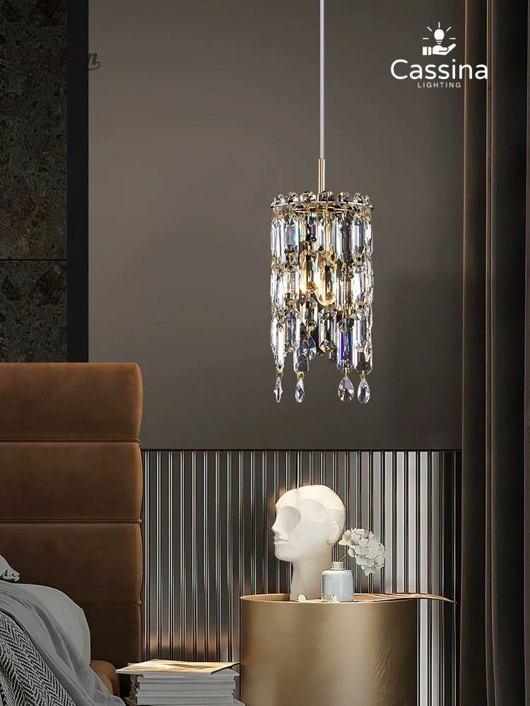 Люстра хрустальная потолочная Cassina B062-8, золотой светильник, регулируемый диаметр 155 мм, для лампы E14