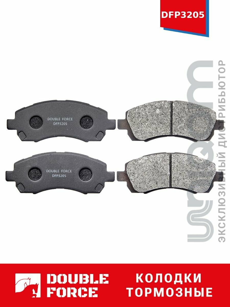 Колодки тормозные передние Subaru IMPREZA 1997 - 2002 / Subaru LEGACY 1997 - 2003 Double Force DFP3205