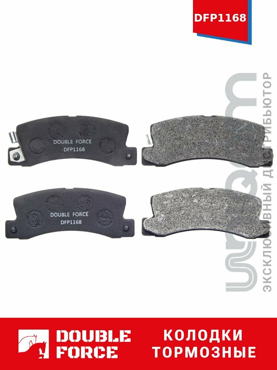Колодки тормозные задние LEXUS RX 1998-03 / TOYOTA Avensis 1997-03, CALDINA 2000-02, CAMRY 1994-01, CARINA 1994-01, COROLLA 1991-01, CORONA 1994-96, HARRIER 1997-24 Double Force DFP1168